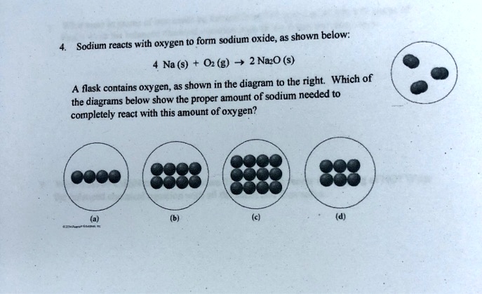 SOLVED: to form sodium oxide, as shown below: Sodium reacts with oxygen ...