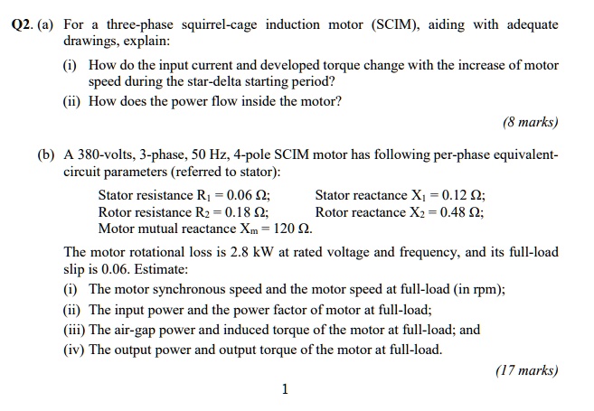 q2a for a three phase squirrel cage induction motor scim aiding with ...
