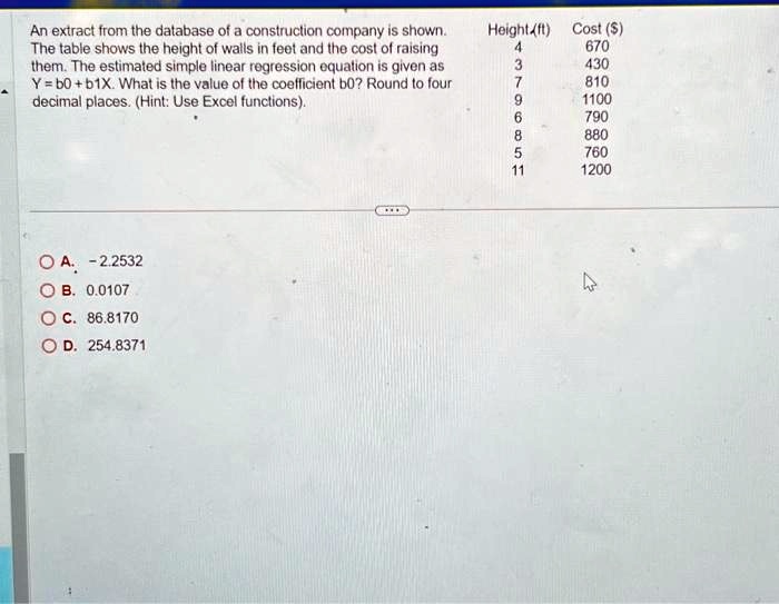 SOLVED: An extract from the database of a construction company is shown ...