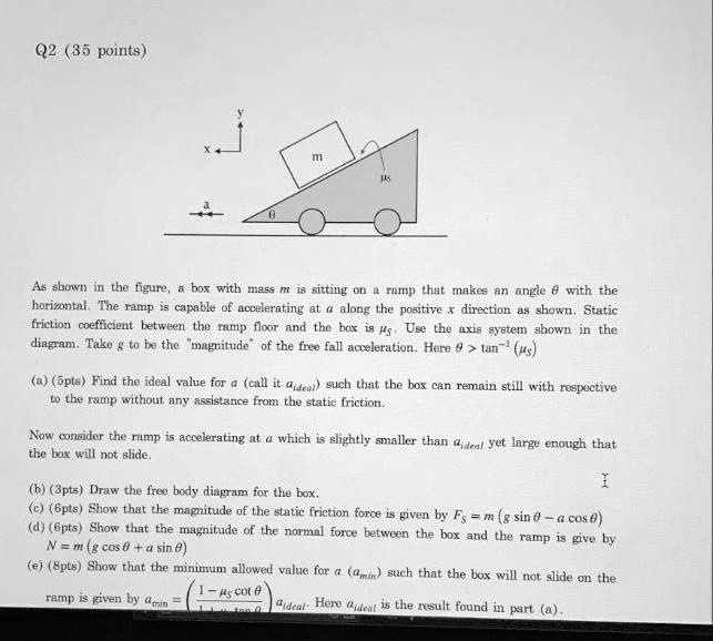 q2 35 points a shown the figure box wth mas is sitting ohl ruip that ...
