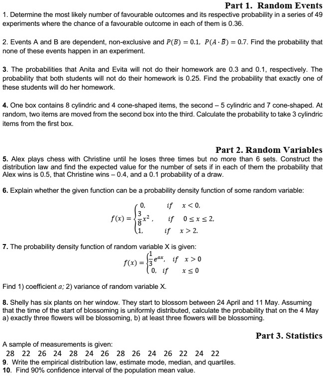 part 1 random events determine the most likely number of favourable ...