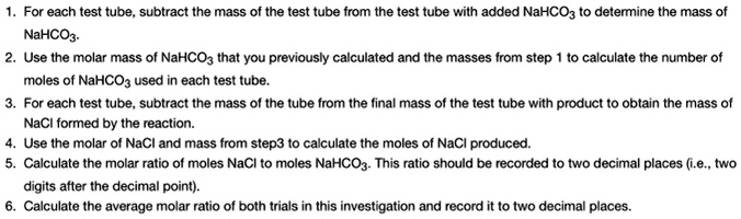 1. For each test tube, subtract the mass of the test tube from the test ...