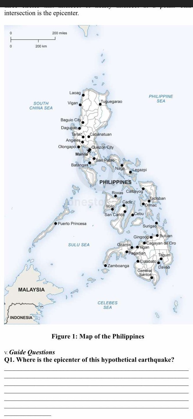 intersection is the epicenter figure 1 map of the philippines v guide questions q1 where is the ...