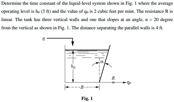 SOLVED: Determine the time constant of the liquid-level system shown in Fig.l where the average ...