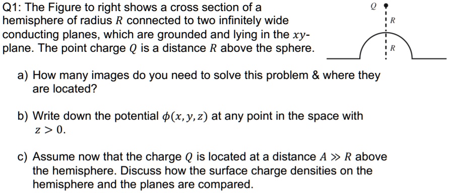 SOLVED: Q1: The Figure to right shows a cross section of a hemisphere of radius R connected to ...