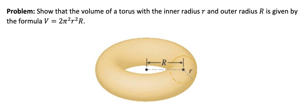 SOLVED: Problem: Show that the volume of a torus with the inner radius ...