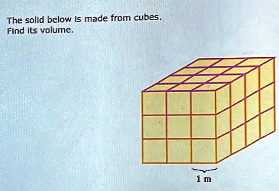 SOLVED: The solid below is made from cubes Flnd its volume: