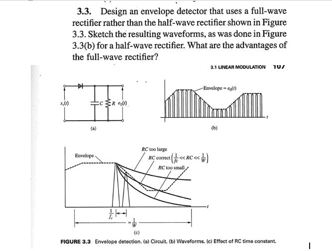 SOLVED: 3.3. Design an envelope detector that uses a full-wave rectifier rather than the half ...