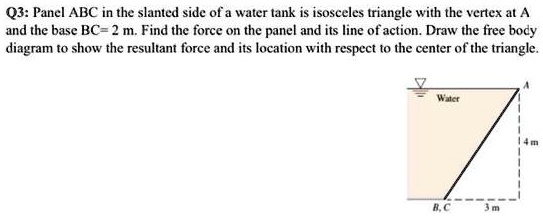 Q3: Panel ABC in the slanted side of a water tank is isosceles triangle ...