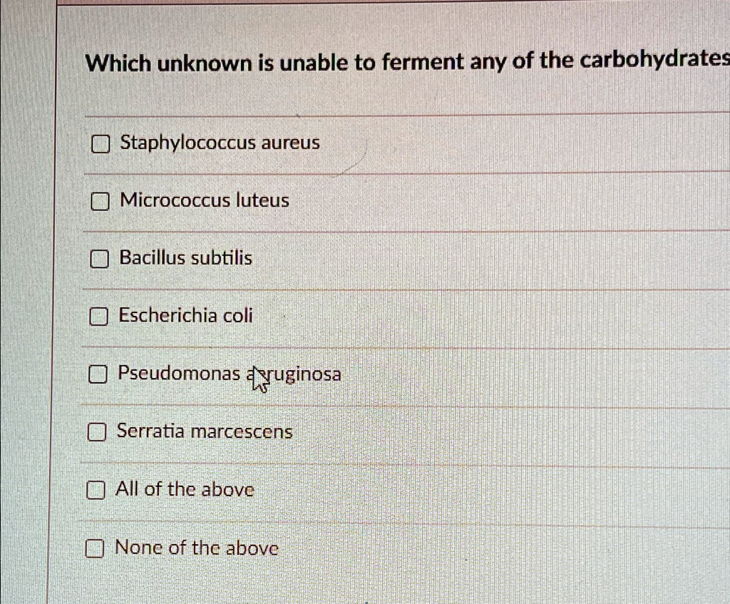 which unknown is unable to ferment any of the carbohydrates ...