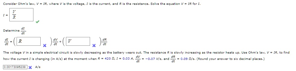 SOLVED: Consider Ohm's law, V=IR, where V is the voltage, I is the ...