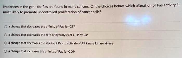 mutations in the gene for ras are found in many cancers of the choices ...