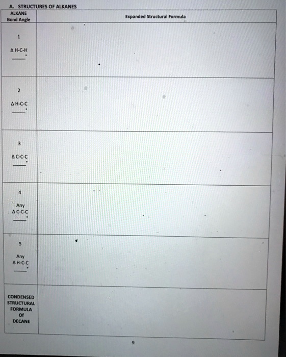 SOLVED: STRUCTURES OF ALKANES ALKANE Bond Angle Expanded Structural ...