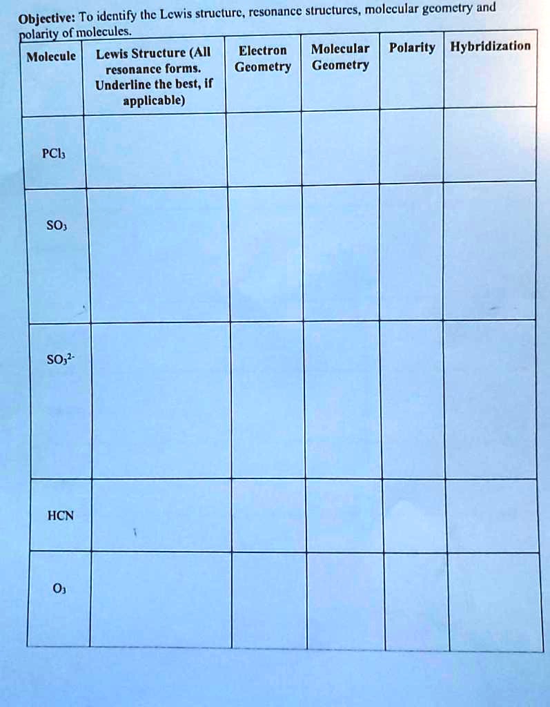 Solved Objective To Identify Hc Lewis Structurc Resonancc
