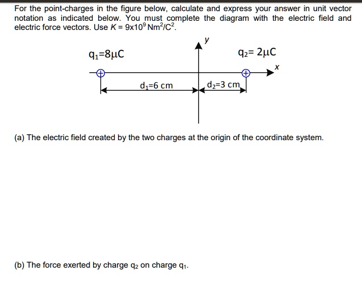 SOLVED: For the point charges in the figure below, calculate and ...
