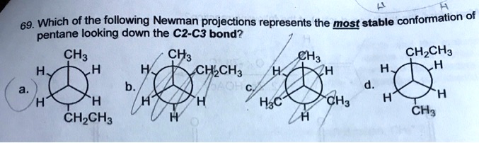 69. Which of the following Newman projections represents the most ...