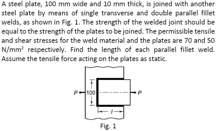 A steel plate, 100 mm wide and 10 mm thick, is joined with another ...