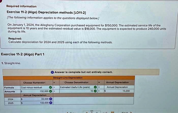 SOLVED: Texts: Required information Exercise 11-2 (Algo) Depreciation methods [LO11-2] [The ...