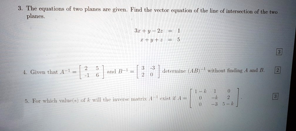 SOLVED: The equations of two planes are given. Find the vector equation ...