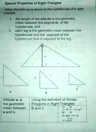 Special Properties of Right Triangles When the altitude is drawn to the ...