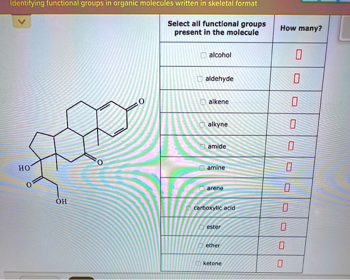 identifying functional groups in organic molecules written in skeletal ...