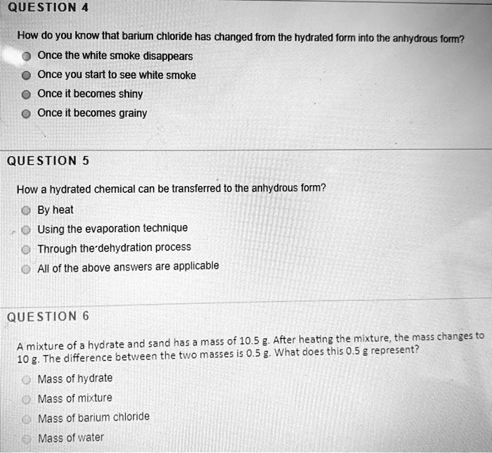 question how do you know that barium chloride has changed from the ...