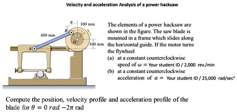 SOLVED: The student ID is (123208). Velocity and acceleration Analysis ...