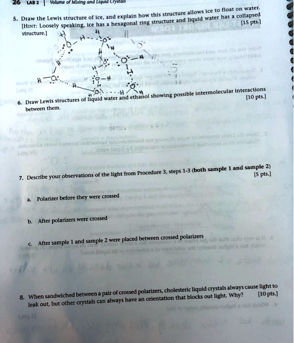SOLVED: LAB 2 alumc Nging and Liqquia float on water: explain how this ...