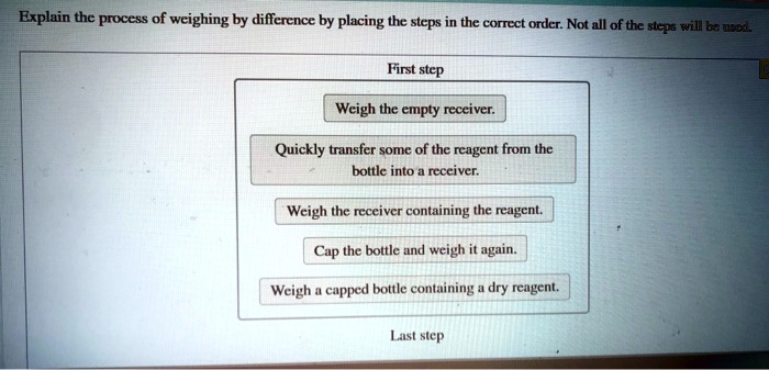 SOLVED: Explain the process of weighing by difference by placing the ...