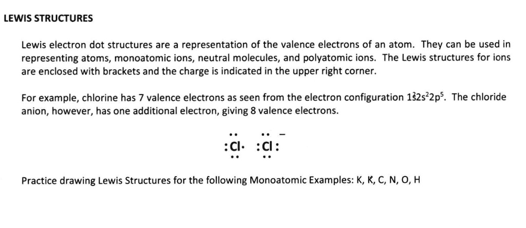 SOLVED: LEWIS STRUCTURES Lewis electron dot structures are a ...