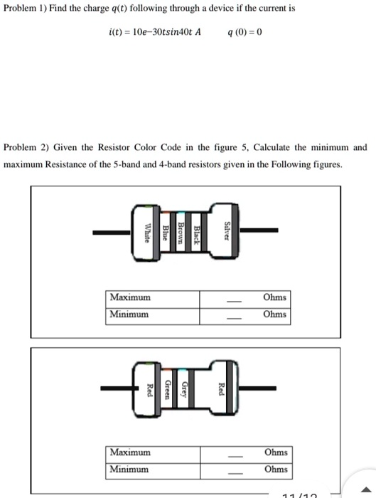 Problem 1) Find the charge q(t) following through a device if the ...