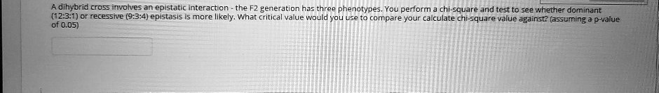 SOLVED: A dihybrid cross involves an epistatic interaction in the F2 ...