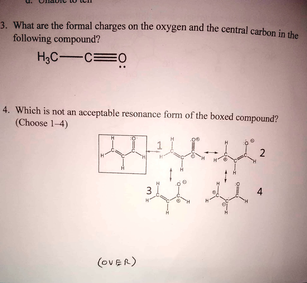 SOLVED: Clo Ofd01# L CCI 3. What are the formal charges on the oxygen ...