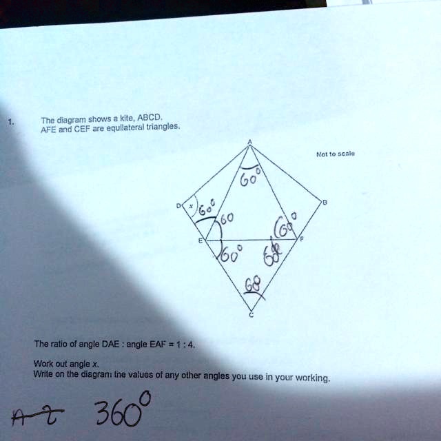 SOLVED:'1. The diagram shows a kite, ABCD. AFE and CEF are equilateral ...