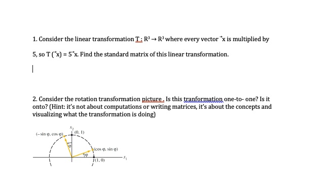 SOLVED: Consider the linear transformation T R SOLVED: Consider the linear transformation T R