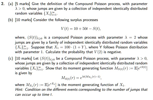 a 5 marks give the definition of the compound poisson process with ...