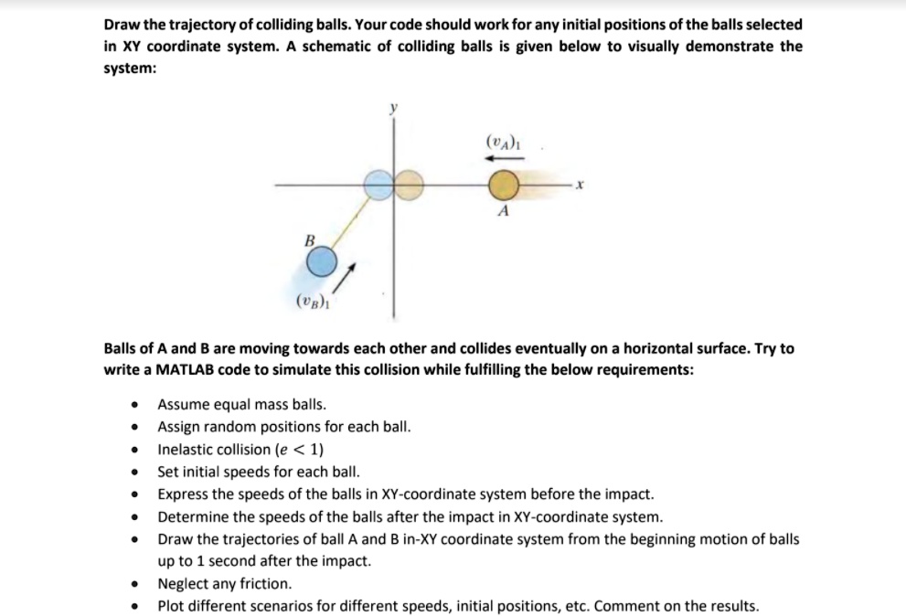 Draw the trajectory of colliding balls. Your code should work for any initial positions of the ...