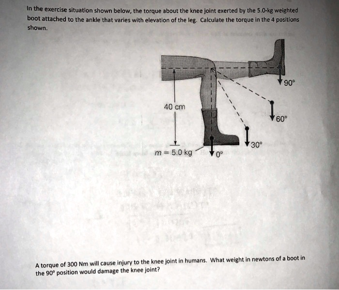 in the exercise situation shown below the torque about the knee joint ...
