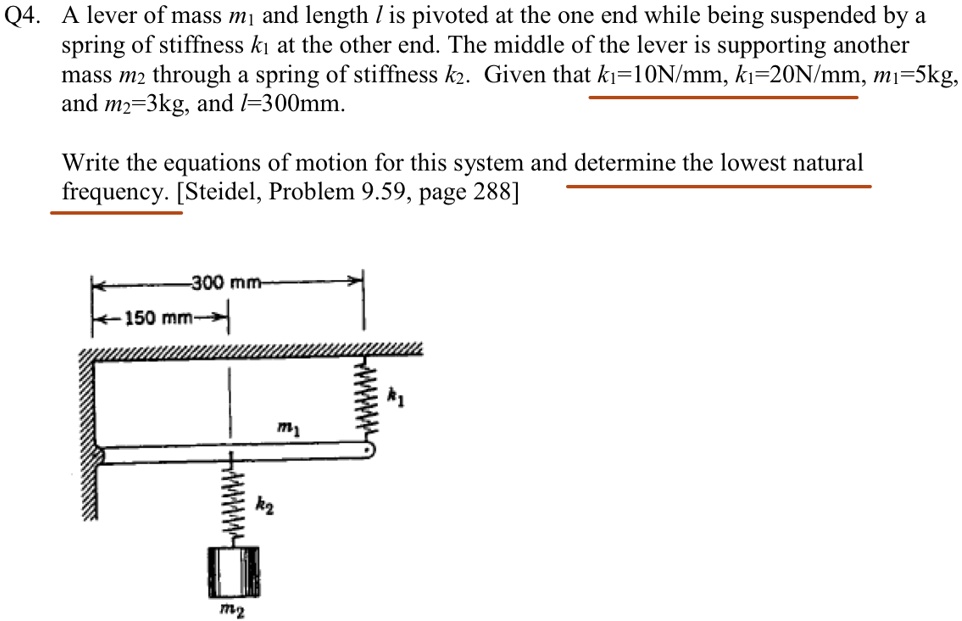 SOLVED: Q4. A lever of mass m and length l is pivoted at one end while ...