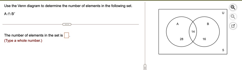 SOLVED: Use the Venn diagram to determine the number of elements in the ...