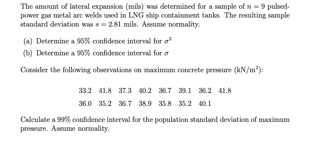 SOLVED: The amount of lateral expansion (mils) was determined for ...