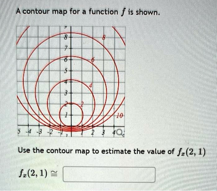 SOLVED: A contour map for a function f is shown 10 Use the contour map to estimate the value of2 2,1