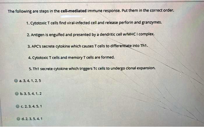 the following are steps in the cell mediated immune response put them ...