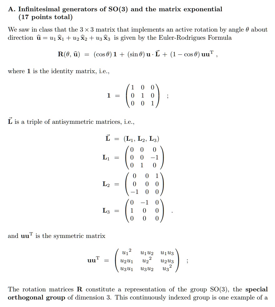 Solved Infinitesimal Generators Of So 3 And The Matrix Exponential