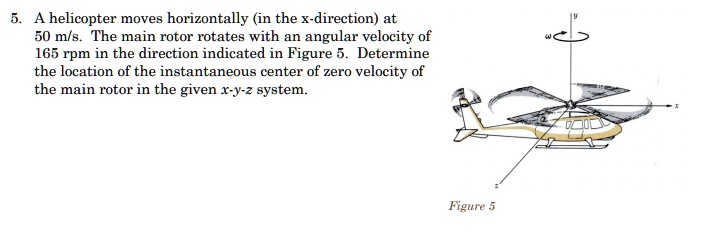 5. A helicopter moves horizontally (in the x-direction) at 50 m/s. The ...