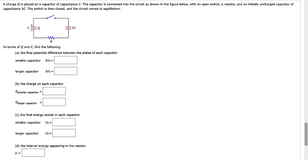 SOLVED: charge placed capacitor capacitance The capacitor connected into the circuit capacitance ...