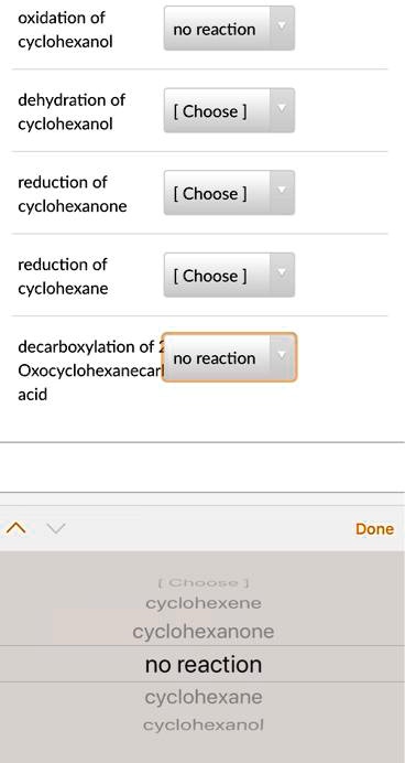 SOLVED: oxidation of cyclohexanol no reaction dehydration of ...