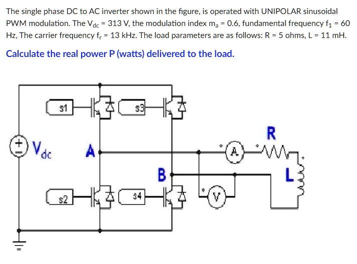SOLVED: The single-phase DC to AC inverter shown in the figure is operated with UNIPOLAR ...