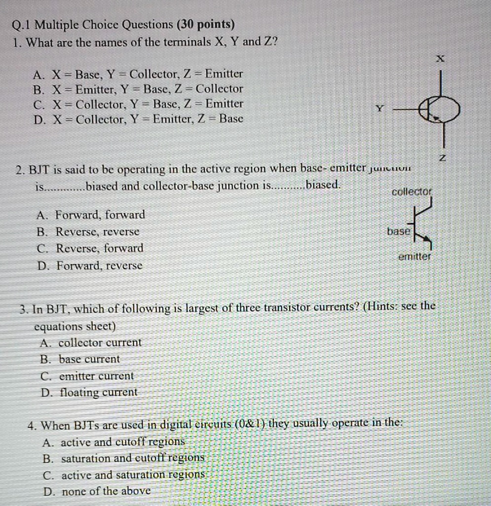 Q.1 Multiple Choice Questions (30 points) 1. What are the names of the ...