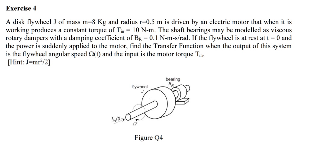 exercise 4 a disk flywheel j of mass m8 kg and radius r 05 m is driven ...